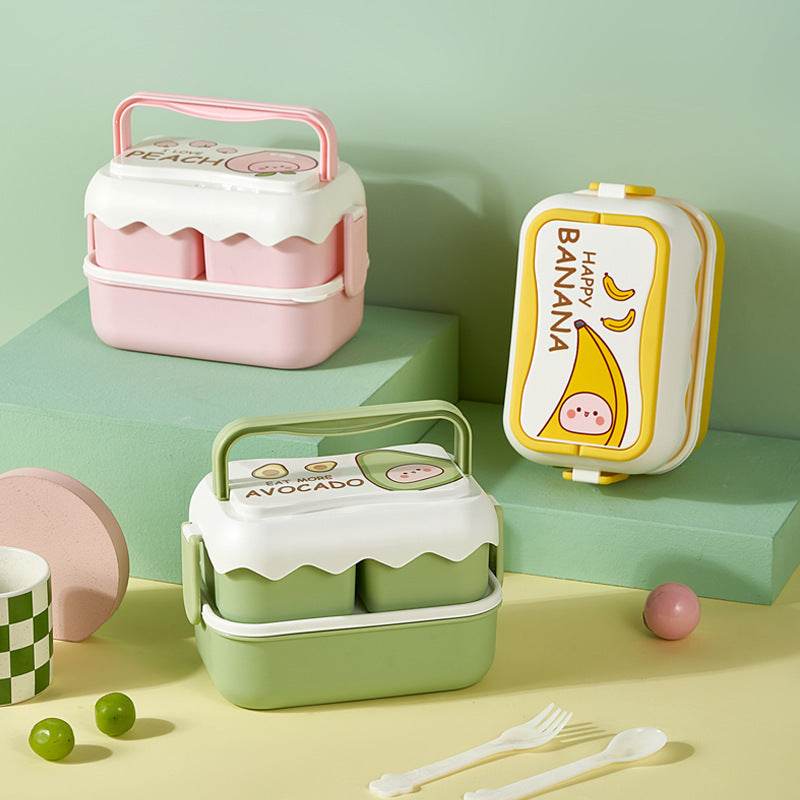 Cute Double Layered Kids Plastic Lunch Box| EX-STOCK Canada