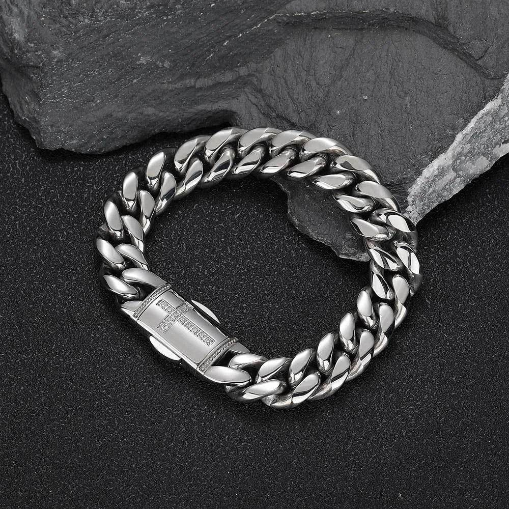 Stainless Steel Cuban Link Chain Personality Bracelet | EX-STOCK