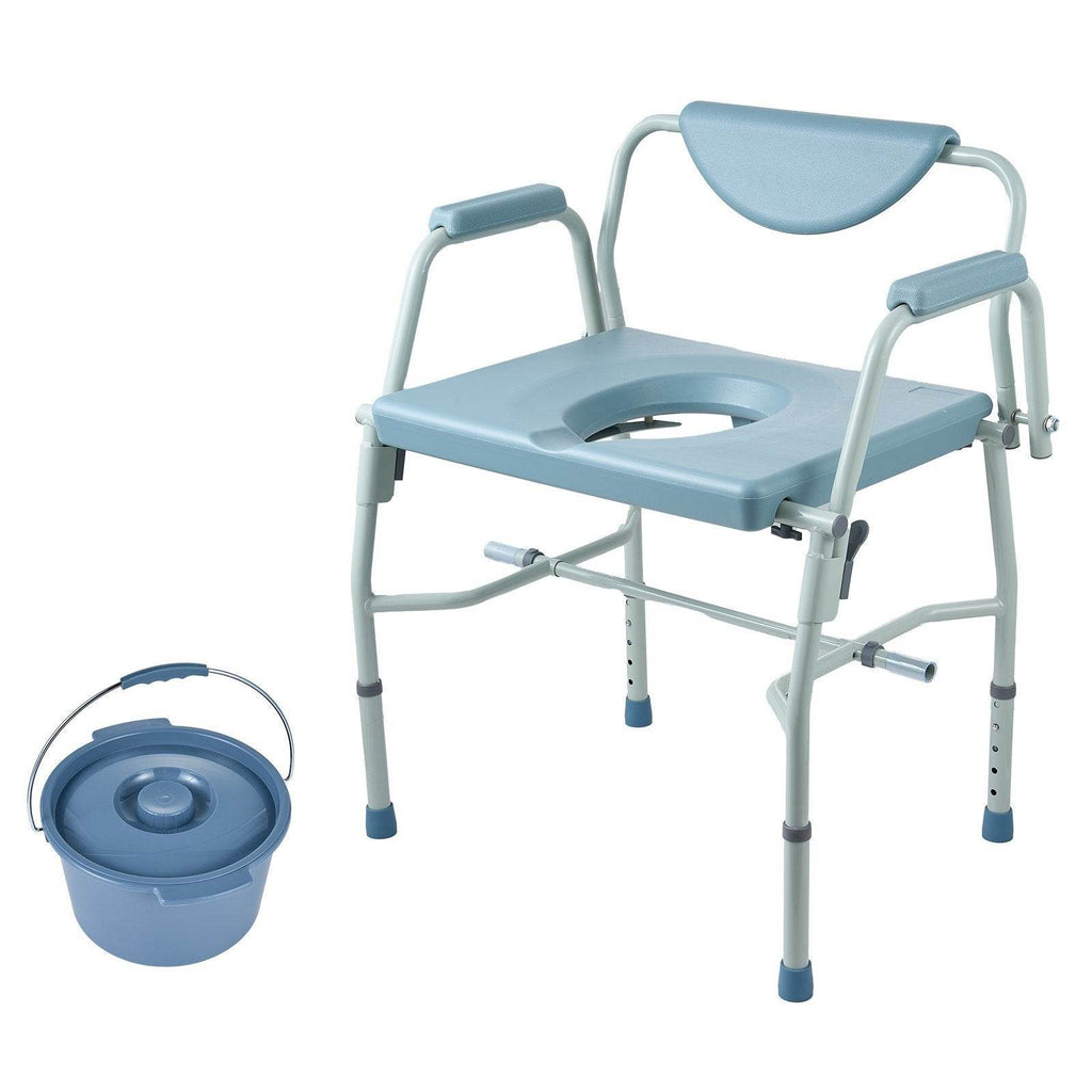 Commode Chair, Bedside Commode With Drop-Down Arms And Detachable