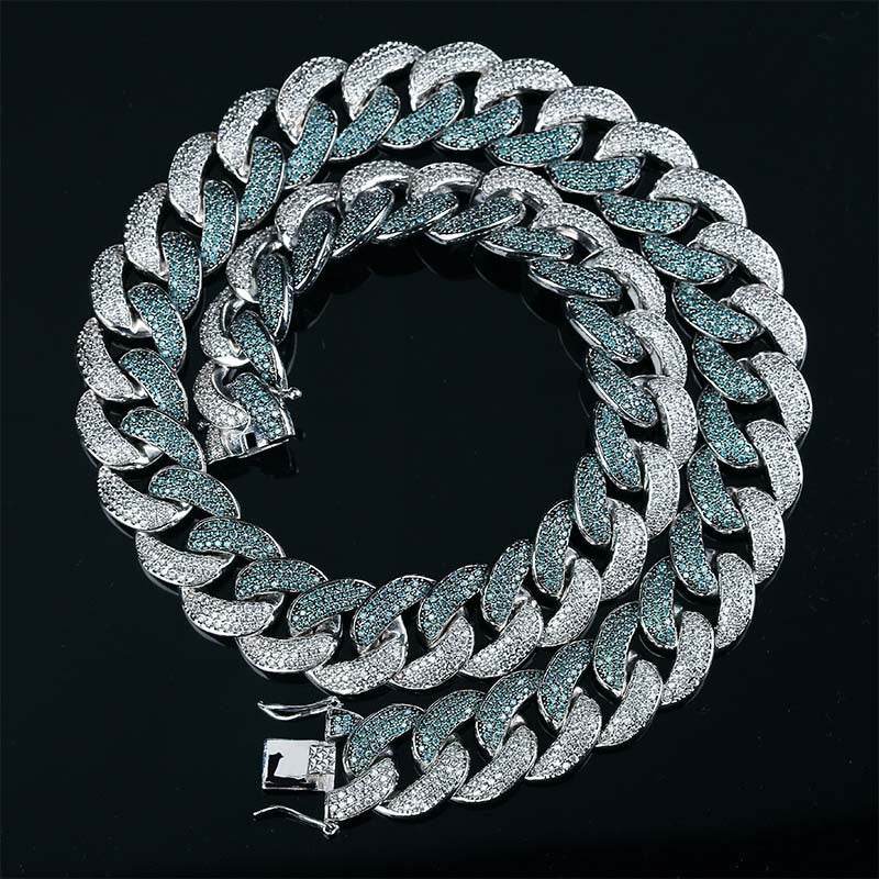 Emerald color men's large Cuban chain | EX-STOCK