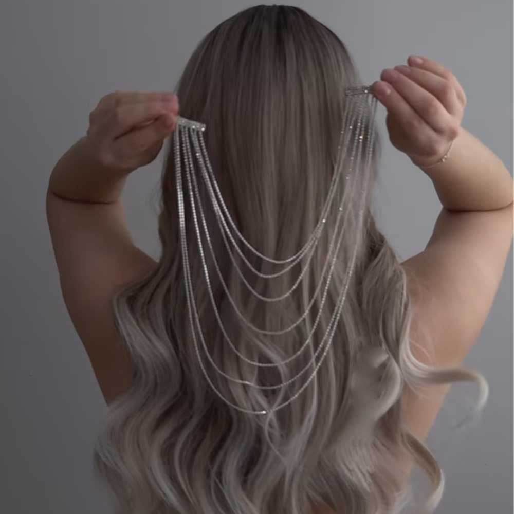 Multi layer Rhinestone Hair Chain Bridal Hair chain clip | EX-STOCK