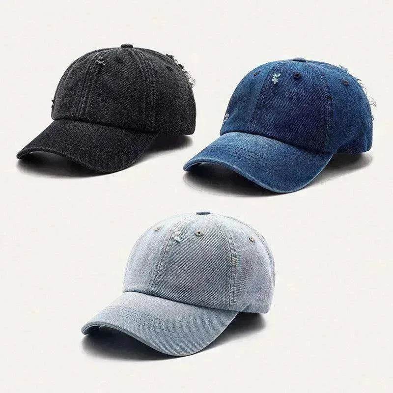 Hole Denim Korean Men And Women General Baseball Caps | EX-STOCK