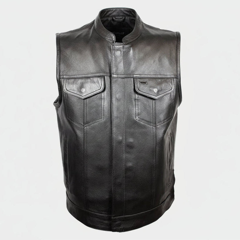 Open Road Men's Flannel Lined Leather Club Vest | EX-STOCK