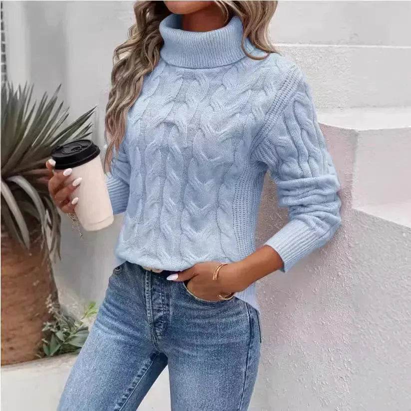 Women's Cable-knit Turtleneck Sweater | EX-STOCK