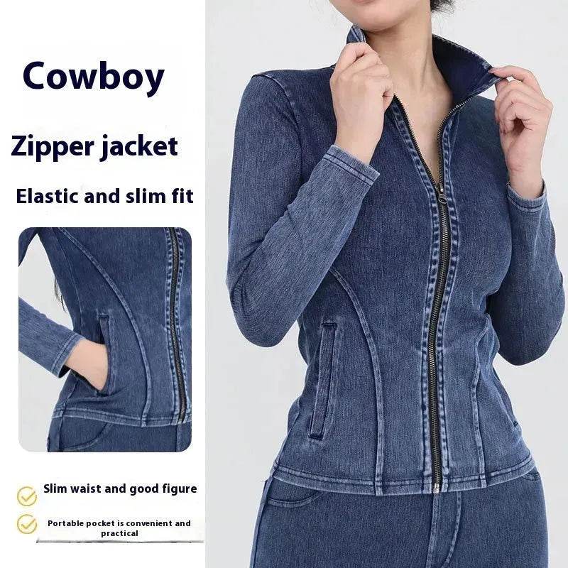 Fashion Slim fit Zipper High neck Denim Jacket for women | EX-STOCK
