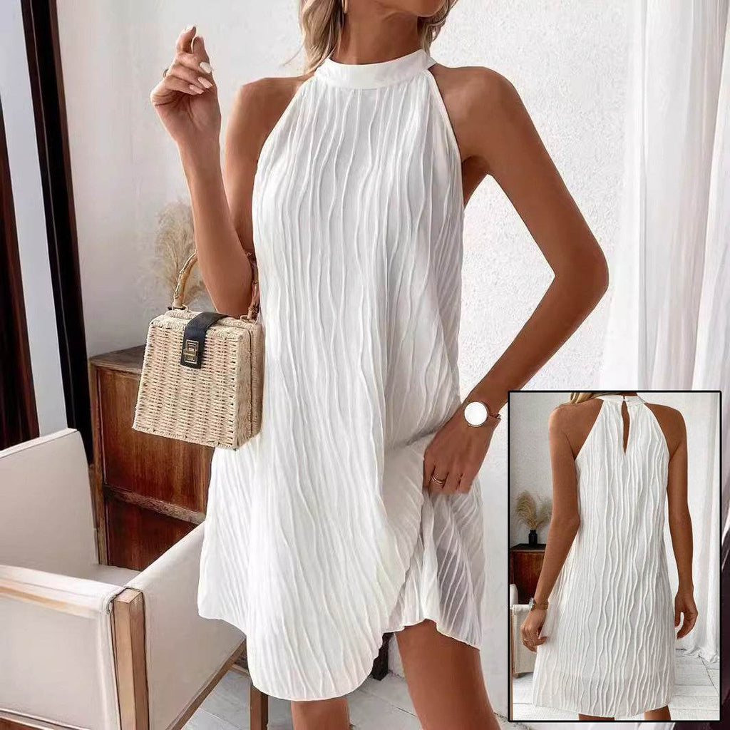 Fashion Dresses For Women Pure Color Halter Backless Dress | EX-STOCK